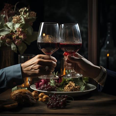 Premium Ai Image Hands Holding Wine Glasses With Toast Romantic