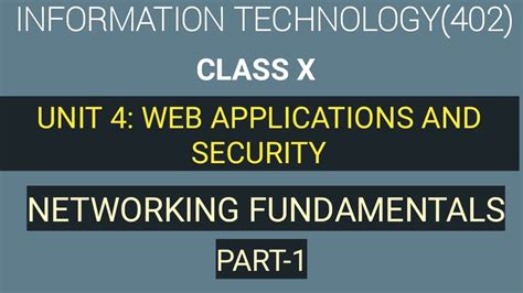 Networking Fundamentals Part 1 Unit 4 Web Applications And Security It 402 Class X Youtube