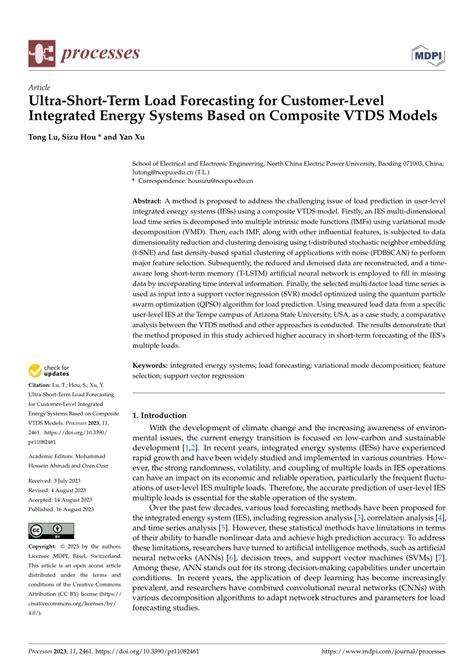 Pdf Ultra Short Term Load Forecasting For Customer Level Integrated Energy Systems Based On