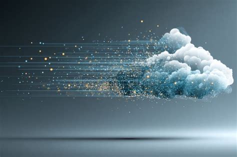 Cloud Computing Icon Displaying Motion With Particles And Abstract