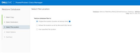 centralized restore of sql application direct backups powerprotect data manager microsoft sql