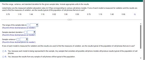 Solved Find The Range Variance And Standard Deviation For Chegg