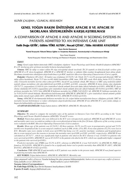 pdf a comparison of apache ii and apache iv scoring systems in