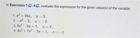 Solved In Exercises 1 매 4 evaluate the expression for the Chegg com