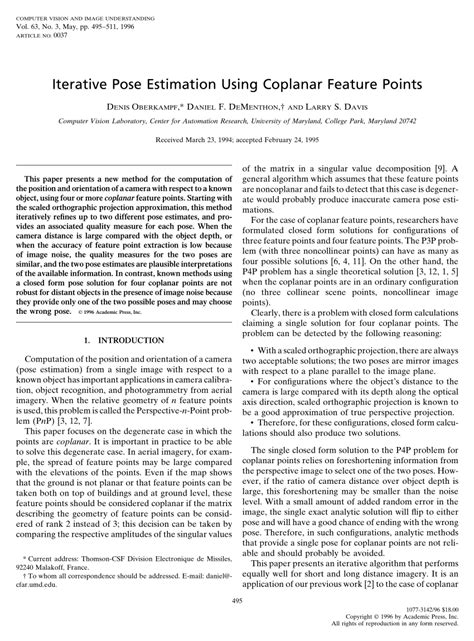 Pdf Iterative Pose Estimation Using Coplanar Feature Points