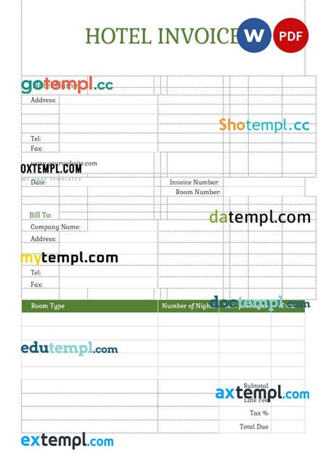 Sample Hotel Invoice Template In Word And Pdf Format Download At Gotempl Pro