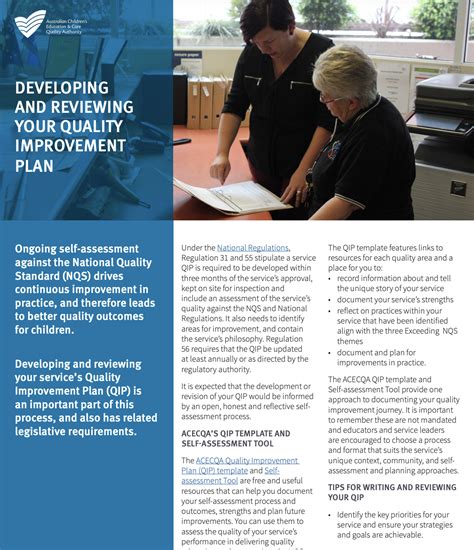 Acecqa Information Sheet Developing And Reviewing Your Quality Improvement Plan Early