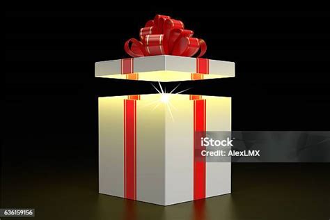 반짝이는 빛 3d 렌더링이 있는 기프트 박스 열기 3차원 형태에 대한 스톡 사진 및 기타 이미지 3차원 형태 공휴일 놀라움 Istock