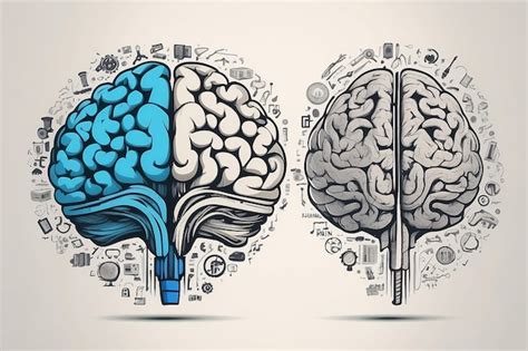 Left Right Human Brain Concept Creative Part And Logic Part With Social And Business Doodle