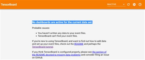 Deep Learning Tensorboard Windows No Dashboard Active For The Current Dataset