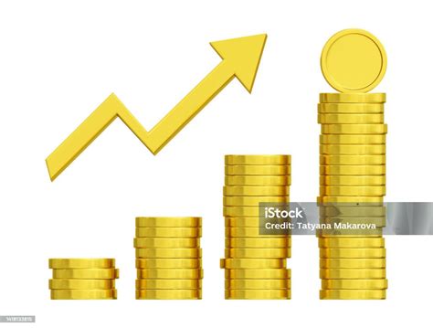 성장 화살표가있는 돈 더미 3d는 사실적인 그래픽 요소를 렌더링합니다 벡터 일러스트 레이 션 3차원 형태에 대한 스톡 벡터 아트 및 기타 이미지 Istock