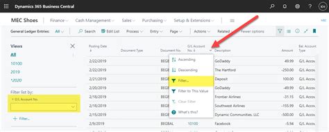 Sorting Searching And Filtering In Microsoft Dynamics 365 Business Central