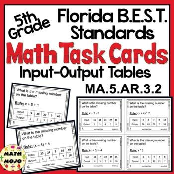 5th Grade Math Task Cards Florida BEST Standards Input Output Tables MA