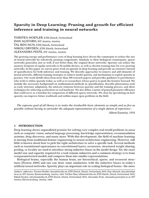 Hoefler Sparsity In Deep Learning Pdf Deep Learning Applied