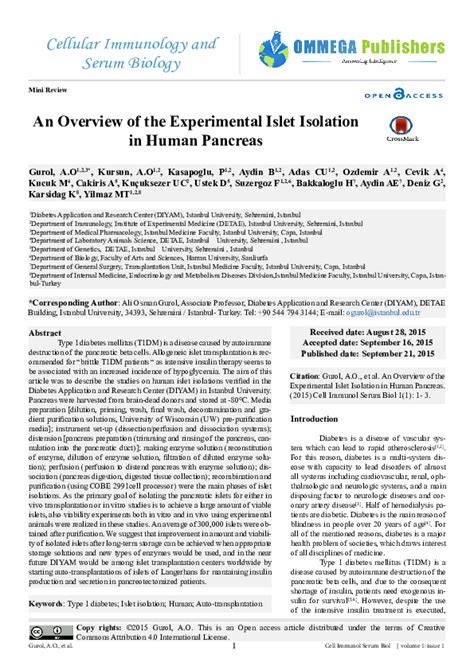 Pdf An Overview Of The Experimental Islet Isolation In Human Pancreas