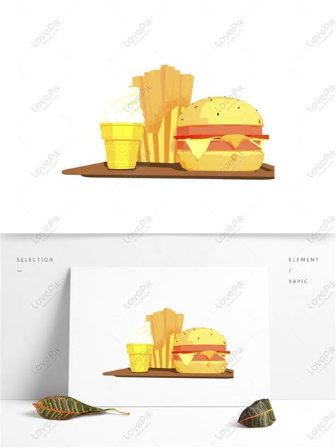 손으로 그린 패스트 푸드 감자 튀김 햄버거 아이스크림 디자인 일러스트 Png 및 벡터 이미지 무료 다운로드 Lovepik