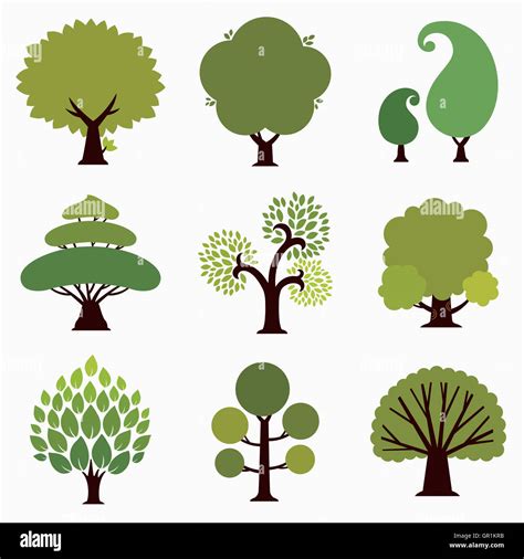 Illustration Of Various Green Trees Stock Photo Alamy