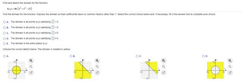 solved find and sketch the domain for the function f x y