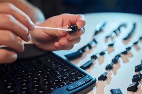 Premium Photo Old Dirty Computer Keyboard With Removed Keys The Tools For Repair And Cleaning