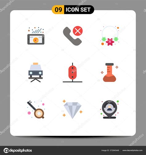 Mobile Interface Flat Color Set Pictograms Peas Food Remove Repair Stock Vector By ©flatart