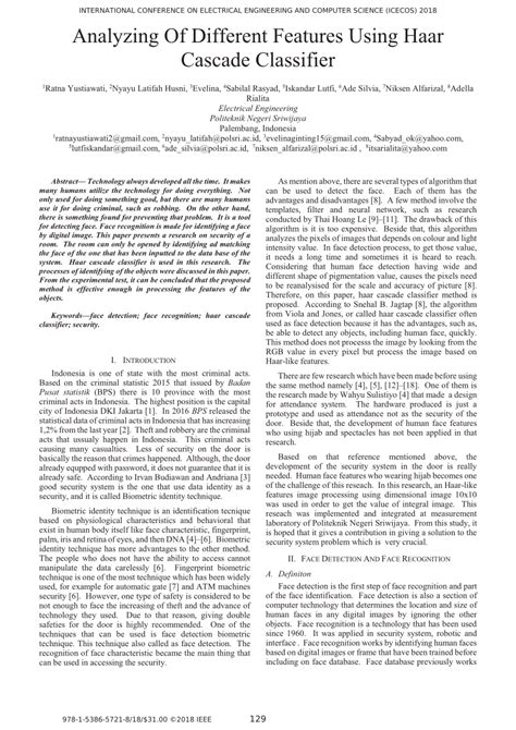 Pdf Analyzing Of Different Features Using Haar Cascade Classifier