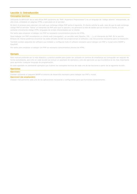 Pdf De Programación Lección 1 Introducción Manual De Php