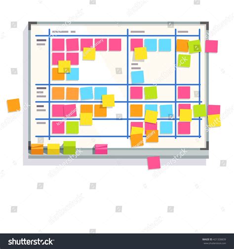 Scrum Task Board Whiteboard Hanging Team Stock Vector Shutterstock