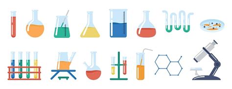 실험실 장비 화학 시약이 있는 의료 실험실 시험관 실험 및 연구를위한 과학 도구 유리 제품 괜찮은 벡터 세트 실험실에 대한 스톡 벡터 아트 및 기타 이미지 Istock