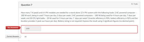 Solved How Many 7 A Peak And 6 V PV Modules Are Needed For Chegg Com