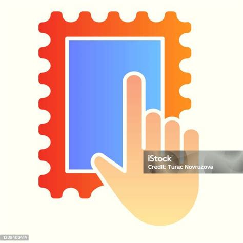 핸드 라인 아이콘이 있는 포스트 마크 접착제 스티커 및 포인터 우편 서비스 벡터 디자인 개념 흰색 배경에 윤곽 스타일 그림 웹