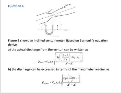 Solved Question 6 Figure 2 Shows An Inclined Venturi Meter