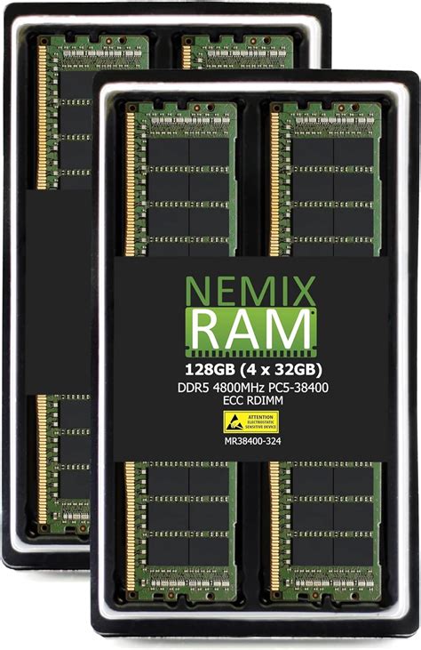 Nemix Ram 128gb 4x32gb Ddr5 4800mhz Pc5 38400 2rx8 1 1v Cl40 288 Pin Ecc Rdimm Registered
