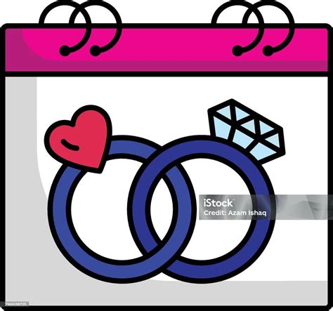 날짜를 저장하거나 달력 개념을 표시하십시오 달력 벡터 아이콘 디자인 아랍 무슬림 결혼 상징 이슬람 결혼식 관습 기호 아시아 결혼 스톡 일러스트레이션과 약혼 반지 Rsvp에