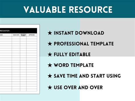 Document Control Register Document Control Template Business Templates Business Process