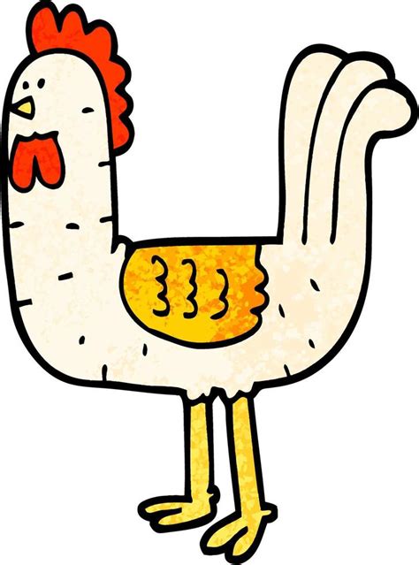 Grunge Textured Illustration Cartoon Cockerel 12413046 Vector Art At