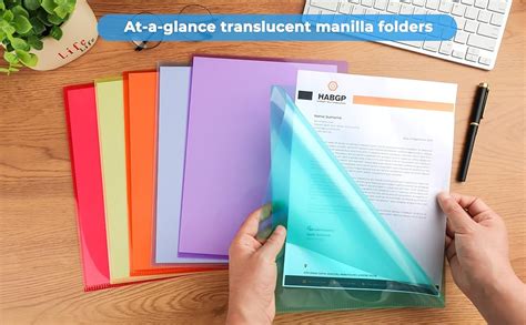 Habgp 6pcs Colored Manilla Folders 85 X 11 Inches Translucent Manila Folders