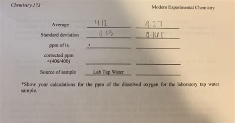Analysis For Dissolved Oxygen Data And Report Sheet