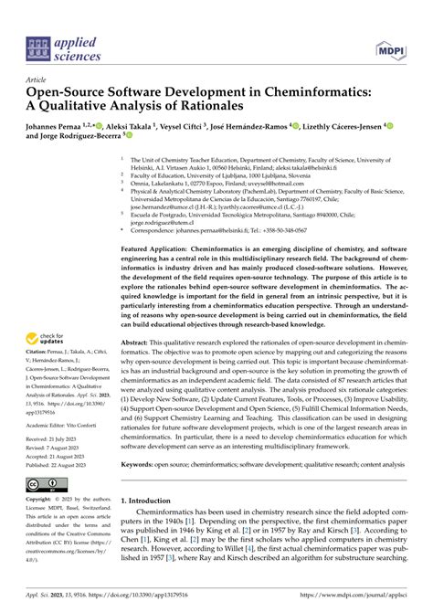 Pdf Open Source Software Development In Cheminformatics A Qualitative Analysis Of Rationales