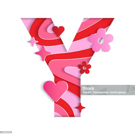 Y 알파벳 발렌타인 데이 사랑 추상 문자 글꼴 편지 종이 활기찬 꽃 심장 반짝이는 샤인 레드 핑크 산 지리 윤곽선 맵 3d