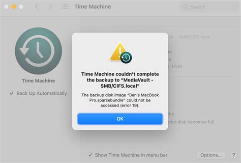 Macos Nas Backup No Longer Working Due To Time Machine Stuck Preparing Backup Error 19 Ask