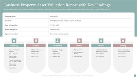 Business Property Asset Valuation Report With Key Findings Ppt Slide Business Property Asset Valuation Report With Key Findings Ppt Slide