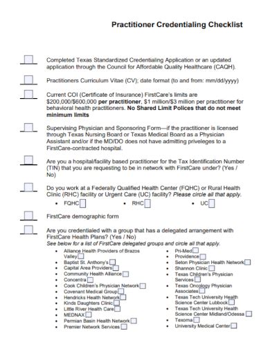 Free 10 Credentialing Checklist Samples [ Dentist Facility Audit ]