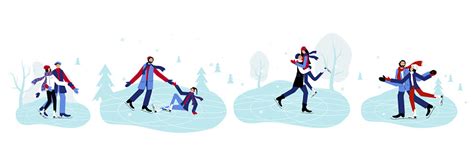 행복한 커플은 겨울에 얼음 위에서 스케이트를 타고 있습니다 남자는 여자가 얼음에 빠지지 않도록 도와 그녀를 포옹합니다 남녀가 얼음 위에서 춤을 추고 있습니다 가족에 대한