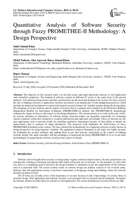 Pdf Quantitative Analysis Of Software Security Through Fuzzy