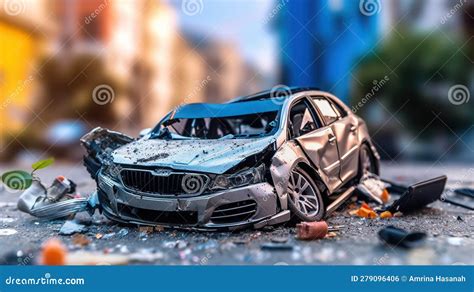 Car Crash Accident On Street Generative Ai Stock Illustration Illustration Of Wheel Danger
