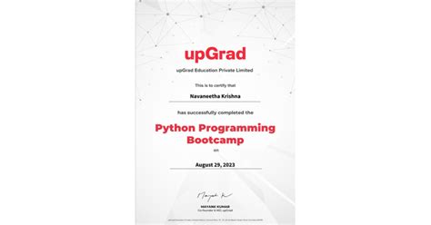 Programming In Python Bootcamp C17 • Navaneetha Krishna • Upgrad