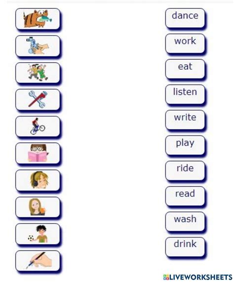 Match The Verbs Interactive Worksheet