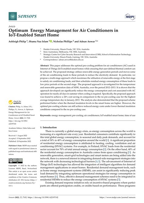 pdf optimum energy management for air conditioners in iot enabled