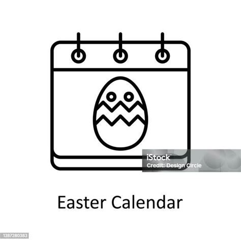 부활절 달력 벡터 개요 아이콘 디자인 그림입니다 흰색 배경 Eps 10 파일에 부활절 기호 교회에 대한 스톡 벡터 아트 및 기타 이미지 Istock