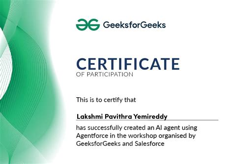 Ai Artificialintelligence Agentforce Salesforce Geeksforgeeks Certificate Techskills